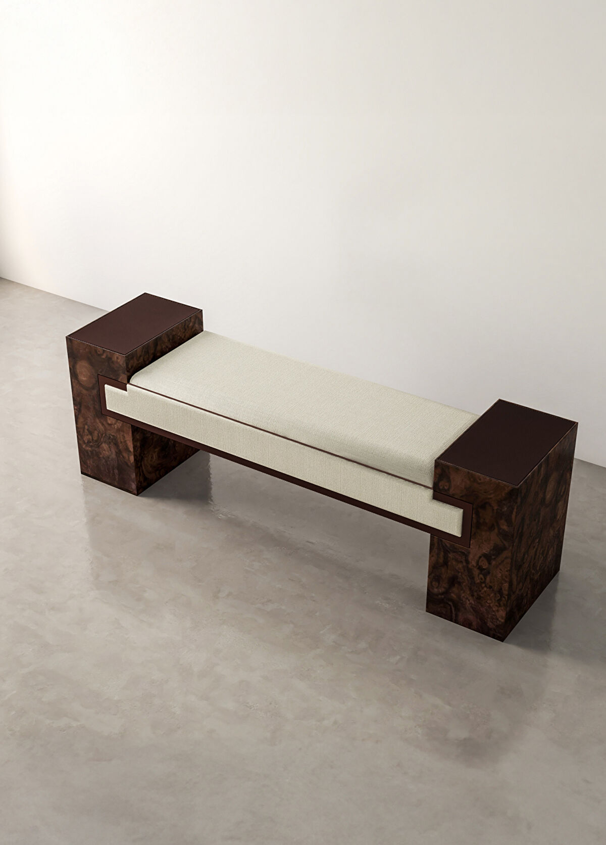 Deekobjects - Gatsby Ceviz Deri Bench 150 x 40 cm - Ekru