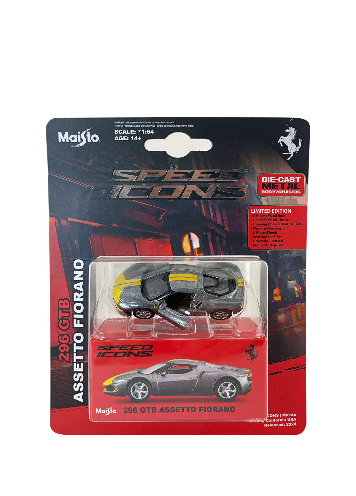 Maisto - 296 GTB Assetto Fiorano 1:64 Speed Icons Grey Model Car