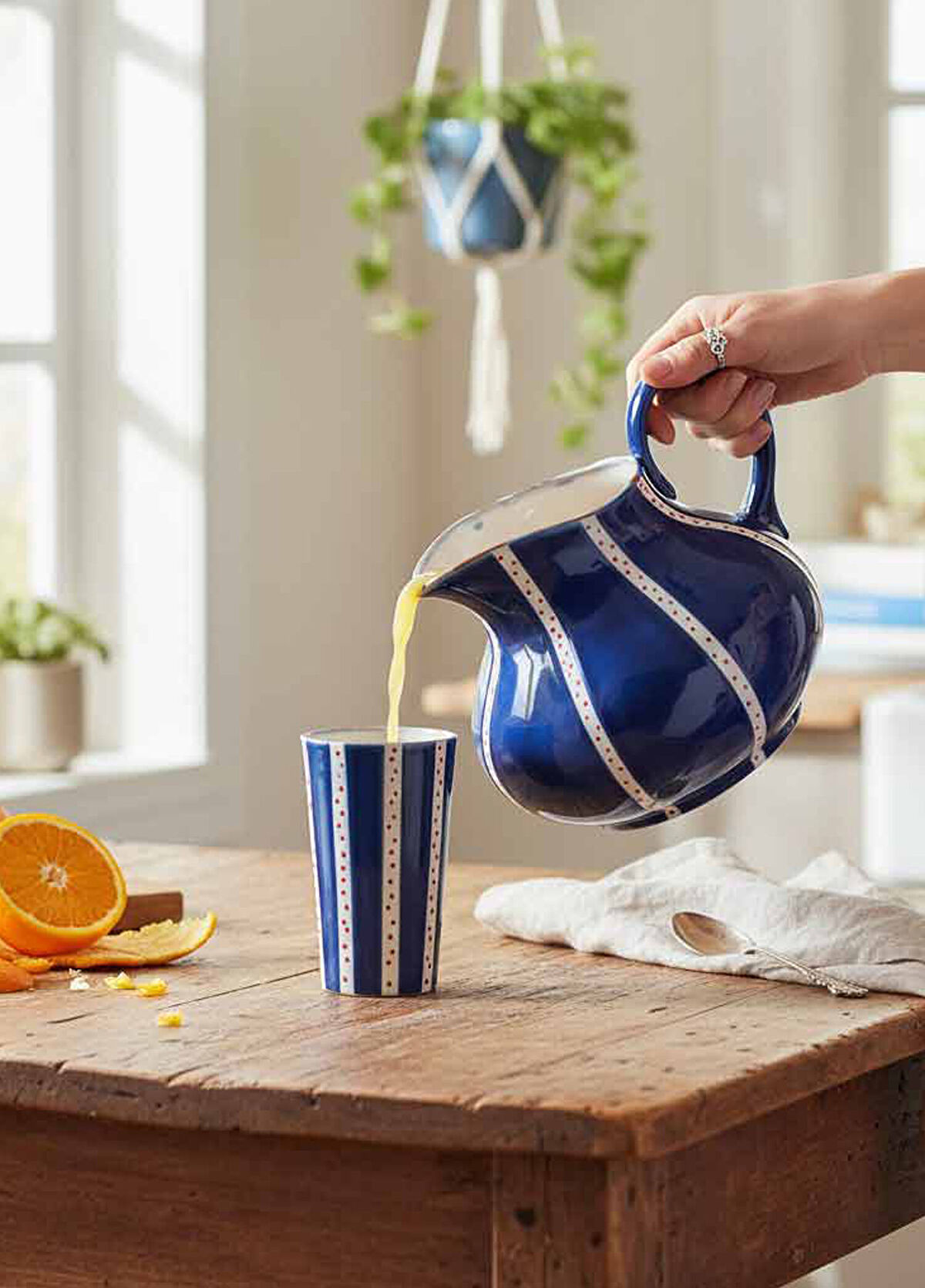 Lali Design - EN-Joy Serisi Lacivert Porselen Sürahi - Koyu Mavi
