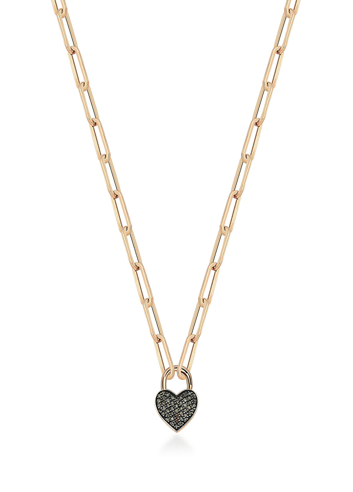 Reis Kuyumculuk - Mars Heart Brown Diamond Stone 14K Gold Women's Necklace