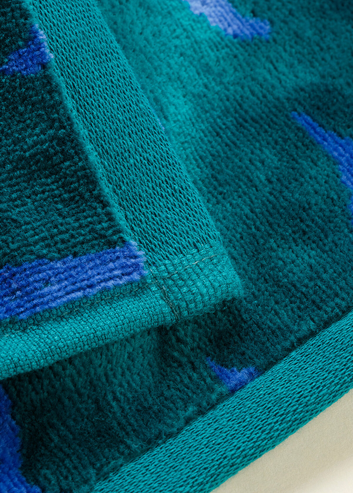 Zsa Zsa Zsu - Tabea Yeşil Mavi Nakışlı Kadife Pamuk Banyo Havlusu - YEŞİL - MAVİ