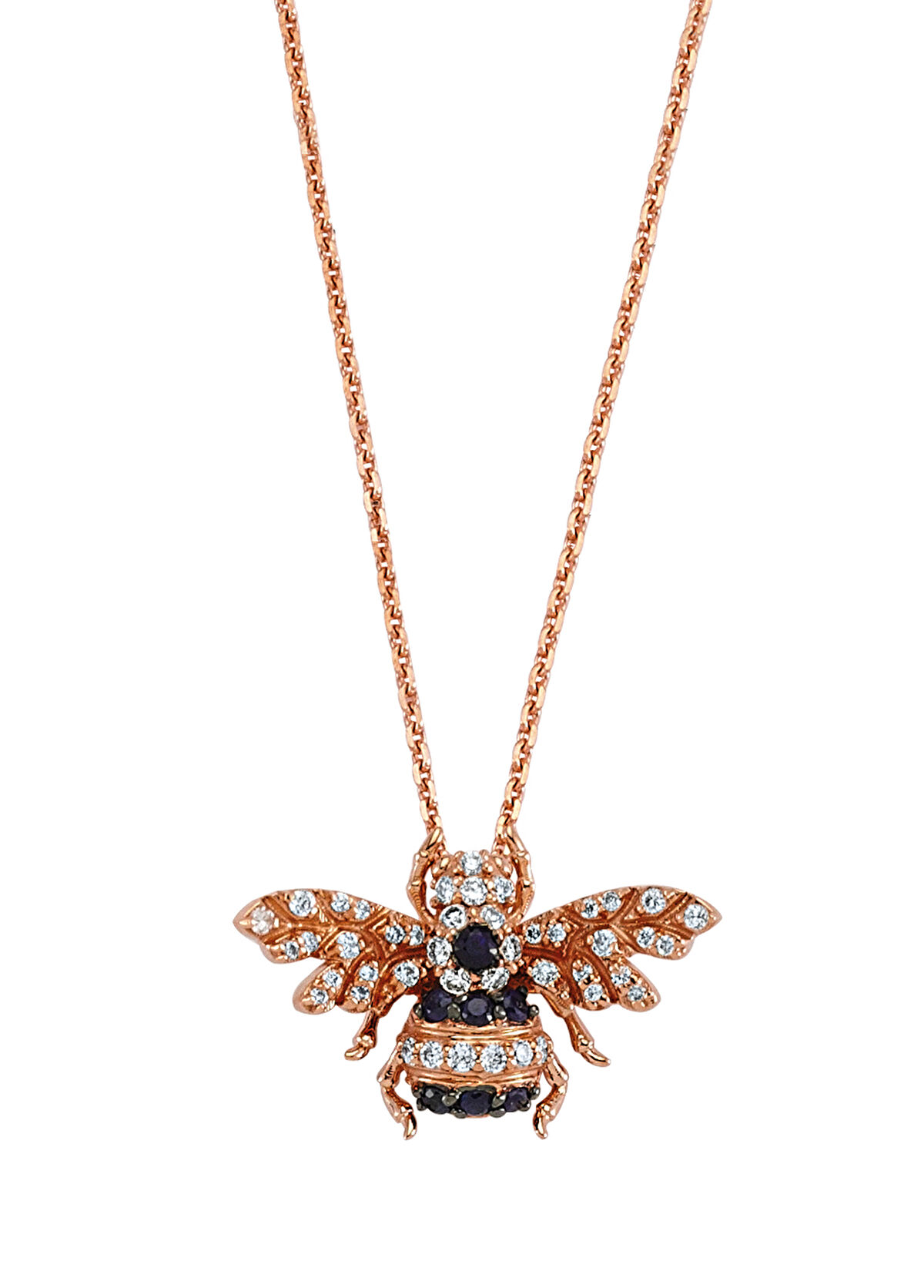 Bee Goddess Rose Gold Kadın Queen Bee Çift Kanat Safir Pırlanta Altın ...