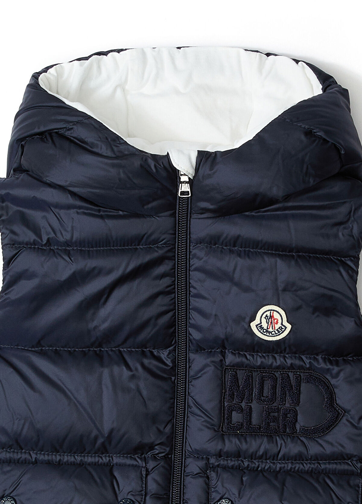 Moncler - Lacivert Logolu Kız Çocuk Yelek - Lacivert