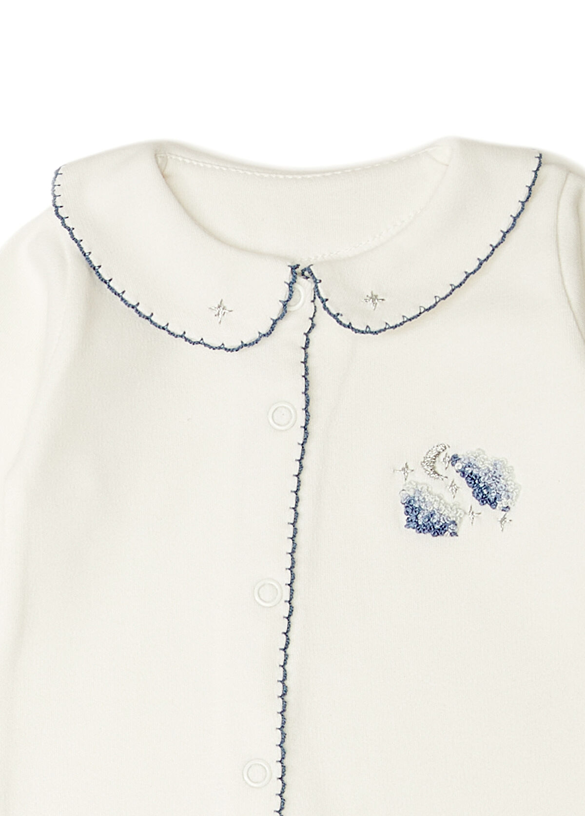 Florije - Lacivert Nakışlı Organik Pamuk 4lü Yeni Doğan Seti - Lacivert