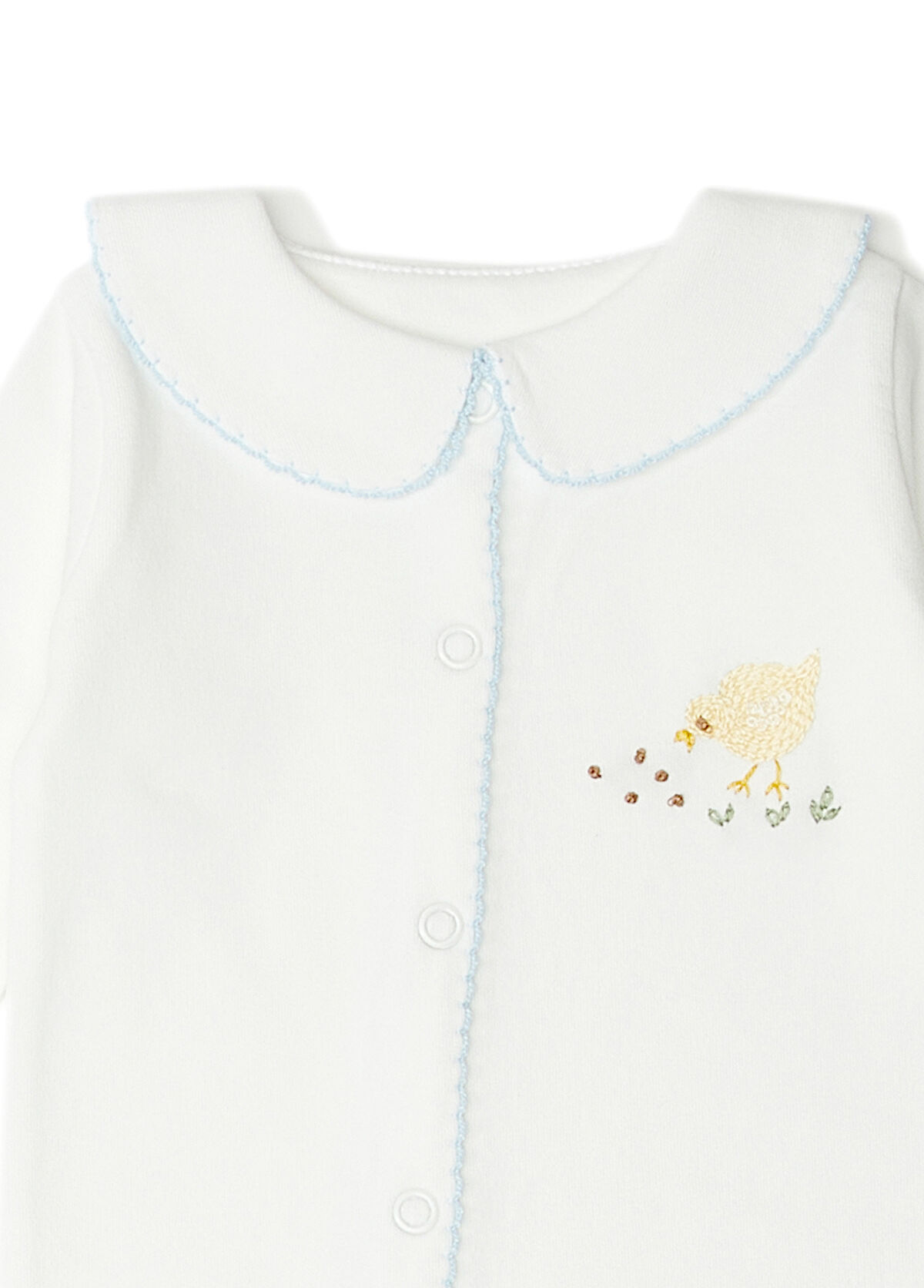 Florije - Mavi Nakışlı 4lü Organik Pamuk Yeni Doğan Seti - Mavi