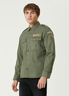 Zadig&Voltaire - Taskal Koyu Yeşil Apoletli Gömlek - Koyu Yeşil