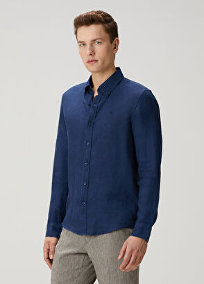 Michael Kors - Koyu Lacivert Keten Gömlek - Koyu Lacivert