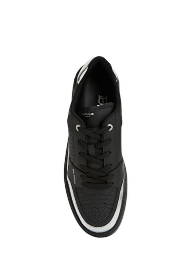 Balmain - B-Court Skate Siyah Silver Erkek Deri Sneaker - Siyah-Gümüş