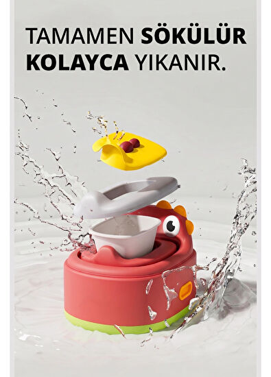 Wellgro - Dino Kırmızı 2'si 1 Arada Bebek Lazımlık ve Tuvalet Adaptörü ...