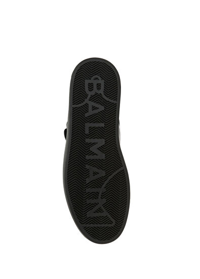 Balmain - B-Court Skate Siyah Silver Erkek Deri Sneaker - Siyah-Gümüş