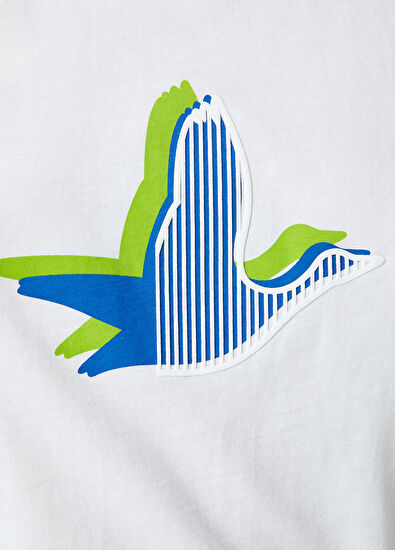 Beymen Club - Kırık Beyaz Kaz Logo Baskılı T-shirt - Kırık Beyaz