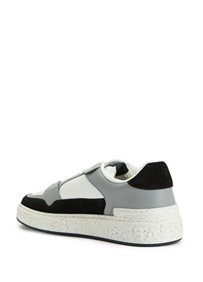 Balmain - B-Court Skate Gri Beyaz Erkek Deri Sneaker - Gri