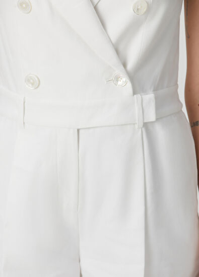 Michael Michael Kors - Beyaz Mini Keten Tulum - Beyaz