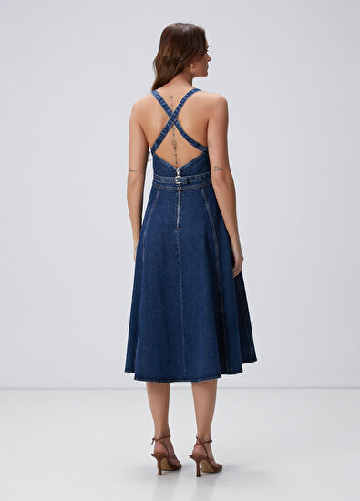 Network İndigo Kadın İndigo Midi Denim Elbise 1664039 | Beymen