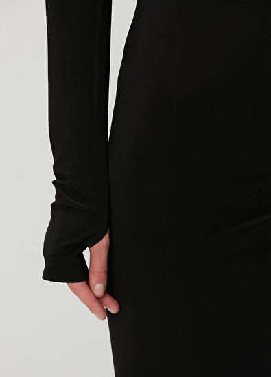 Norma Kamali Siyah Kadın Siyah Yırtmaçlı Maksi Abiye Elbise 1883026 ...