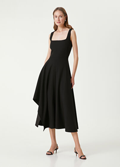 Beymen Collection Siyah Kadın Siyah Asimetrik Etek Detaylı Midi Elbise ...