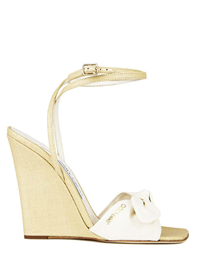 Jimmy Choo - Richelle Bej Beyaz Logolu Deri Sandalet - Bej-Beyaz