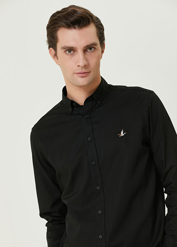 Beymen Club - Comfort Fit Siyah Oxford Gömlek - Siyah