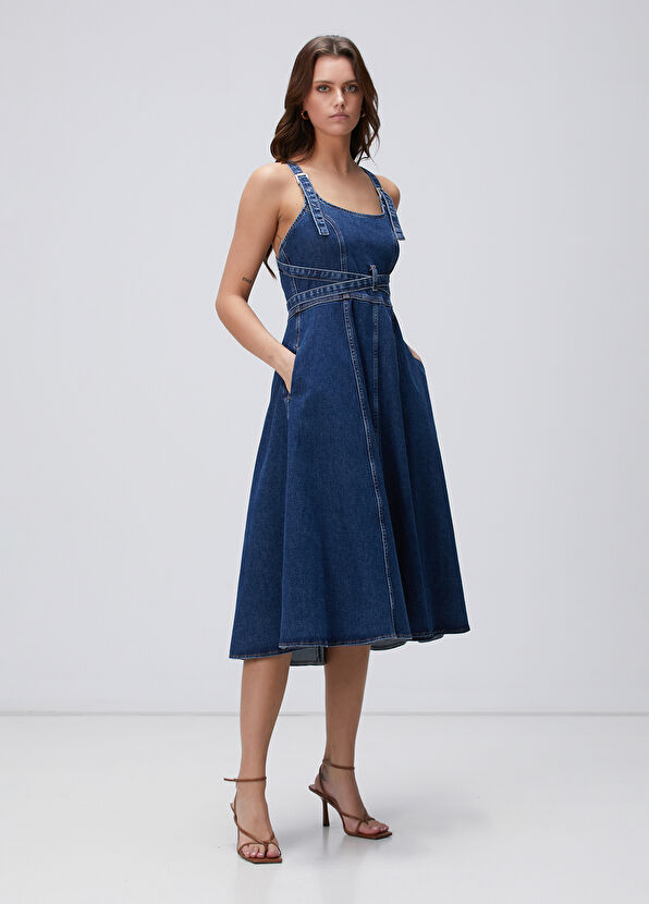 Network İndigo Kadın İndigo Midi Denim Elbise 1664039 | Beymen