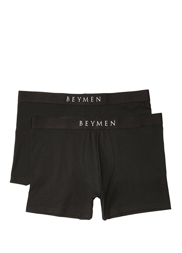 Beymen - Siyah 2li Logo Detaylı Boxer Set - Siyah