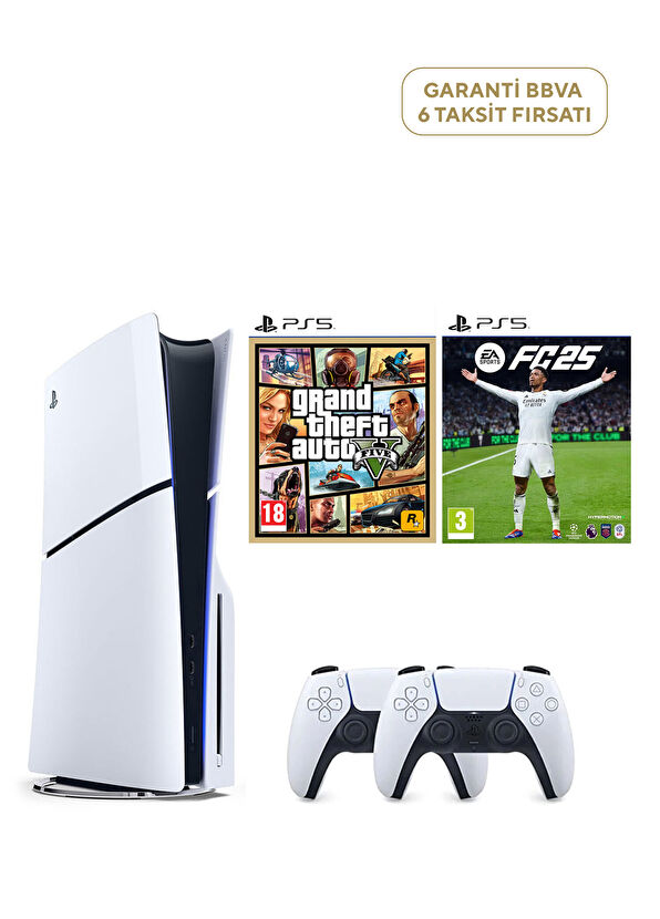 Sony - PlayStation 5 1 TB Slim CD Edition Oyun Konsolu + 2. PS5 Kol ...
