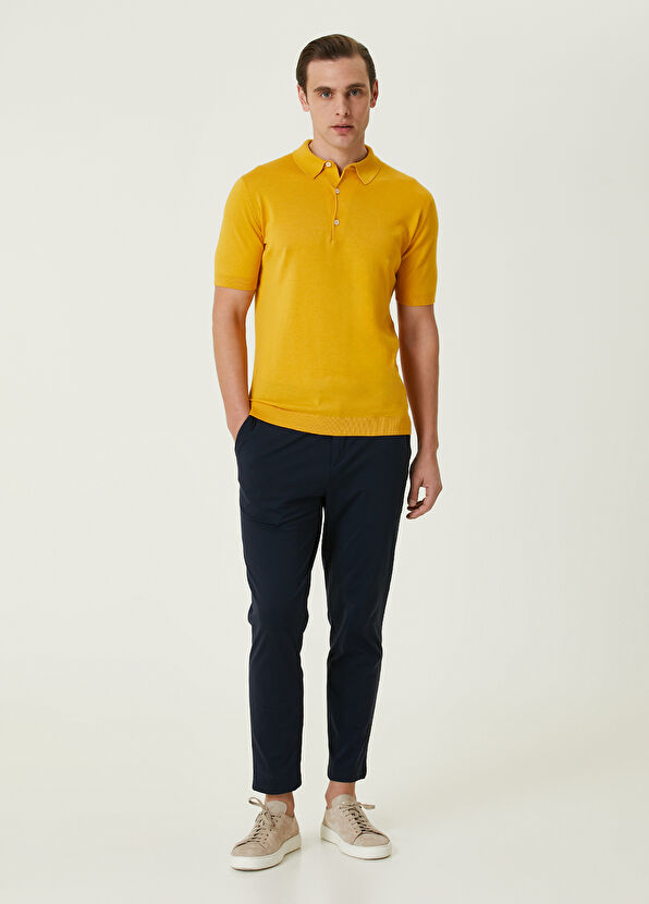 John Smedley - Adrian Koyu Sarı Polo Yaka Kısa Kollu Triko - Koyu Sari