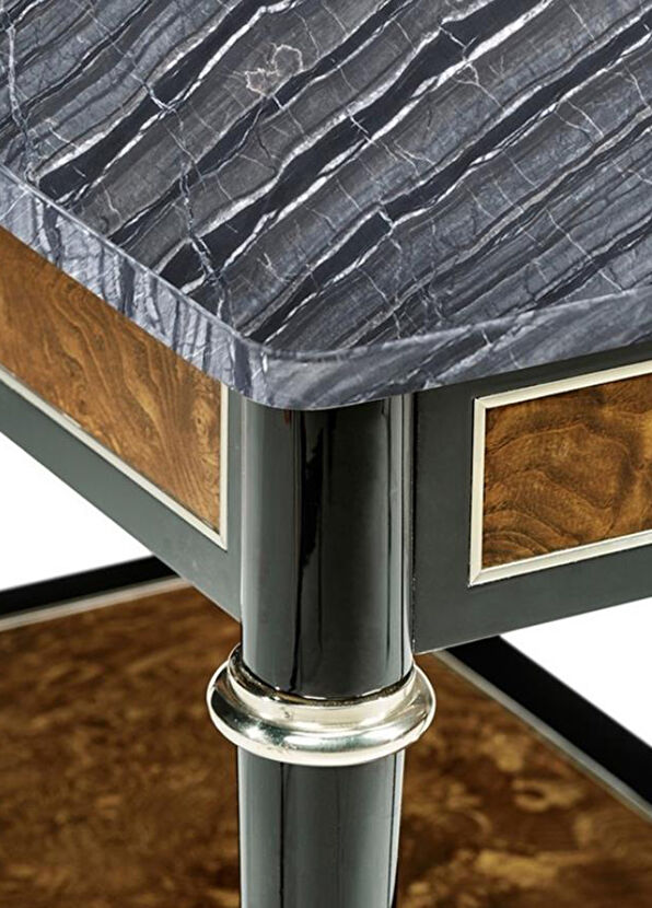 Jonathan Charles - Madison Piano Black Black Marble Side Table on Wood
