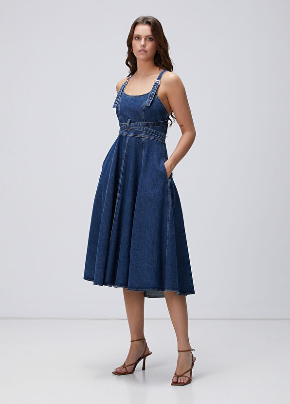 Network İndigo Kadın İndigo Midi Denim Elbise 1664039 | Beymen