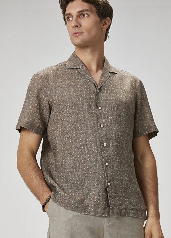 Beymen Collection Kahverengi Erkek Kahverengi Kısa Kollu Keten Gömlek ...