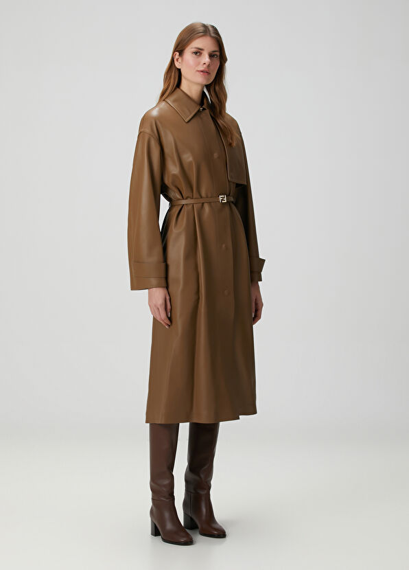 Fendi - Brown Leather Trench Coat