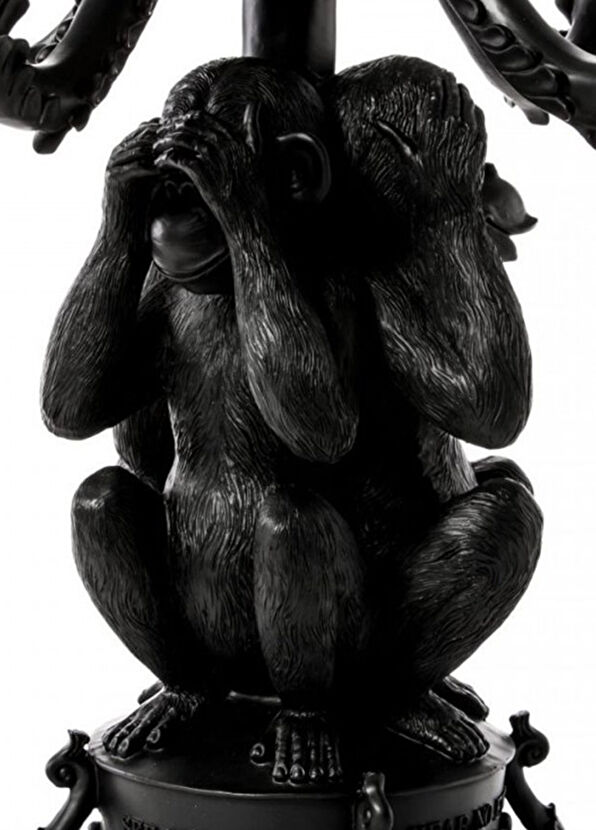 Seletti - Giant Burlesque Maymun Figürlü Siyah Pirinç Şamdan - Siyah
