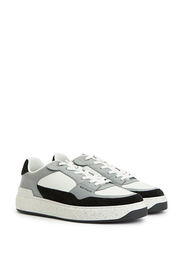 Balmain - B-Court Skate Gri Beyaz Erkek Deri Sneaker - Gri