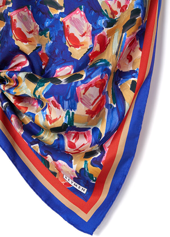 Beymen - Floral Garden 90x90 cm Kadın Twill İpek Eşarp - Saks