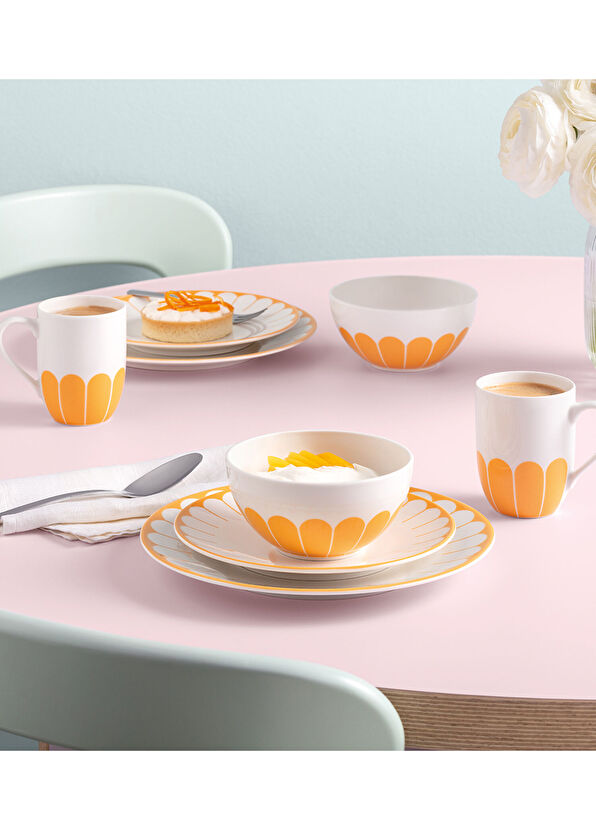Villeroy & Boch - Fleur Soleil Turuncu Porselen Pasta Tabağı 21 cm ...