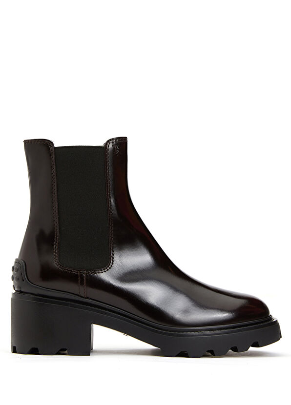 Tod's - Siyah Kadın Deri Bot - Bordo