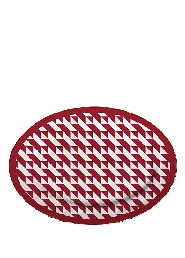 Baci Milano - Le Rouge Oval Porselen Tabak - Kırmızı-Beyaz