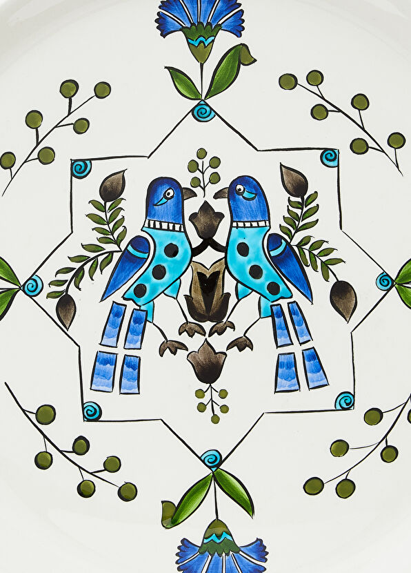 Studio Elos - Seljuk Birds on Carnation Çini Servis Tabağı - Çok Renkli
