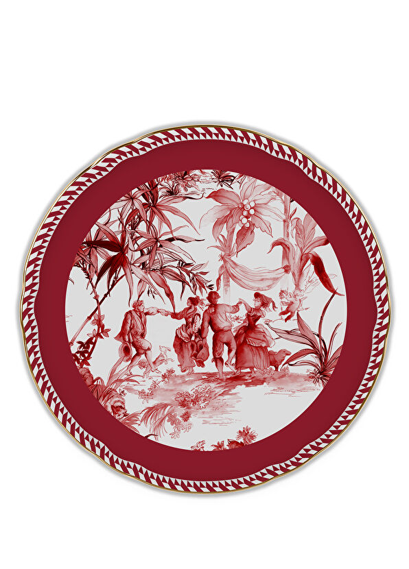 Baci Milano - Le Rouge Porselen Kek Tabağı - Kırmızı-Beyaz