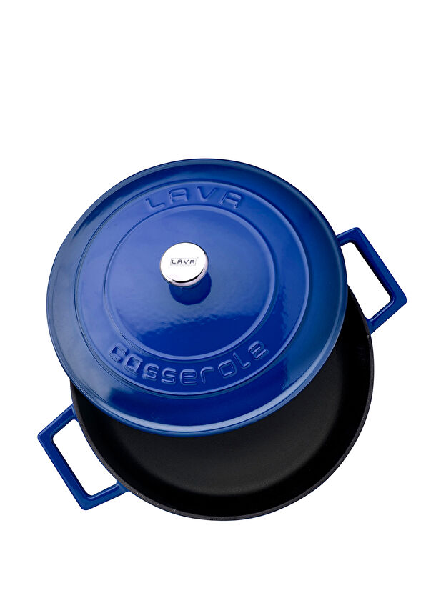 LAVA - Folk Series Blue Cast Iron Multi-Purpose Flat Pot 24 cm