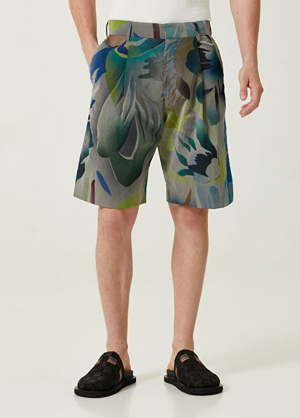 Paul Smith - Yeşil Figür Desenli Pilili Bermuda - Yeşil
