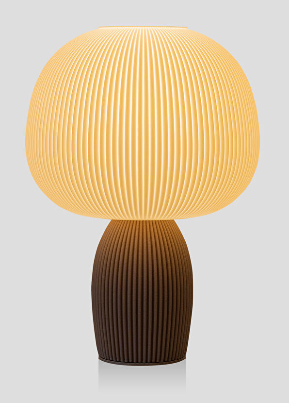 Soli Workshop - Bovi Ahşap Dokulu Mantar Masa Lambası - Ahşap