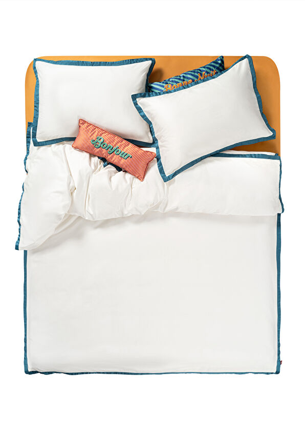 Zsa Zsa Zsu - Brito Ekru Saten Pamuk Bordürlü Ekstra King Size Nevresim ...