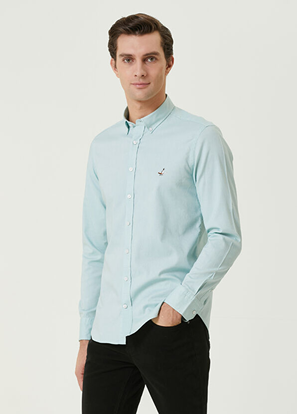 Beymen Club - Slim Fit Açık Yeşil Oxford Gömlek
