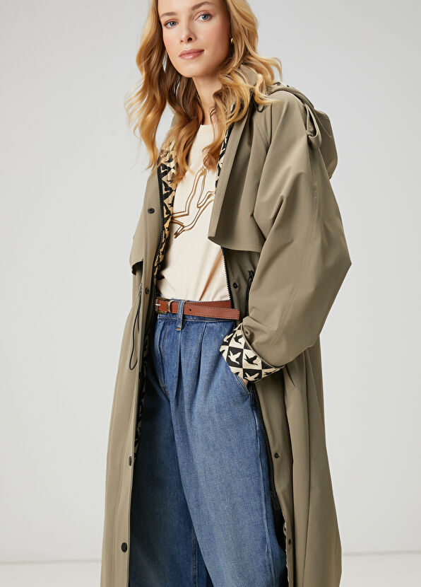 Beymen Club - Haki Kapüşonlu Pardösü - Haki