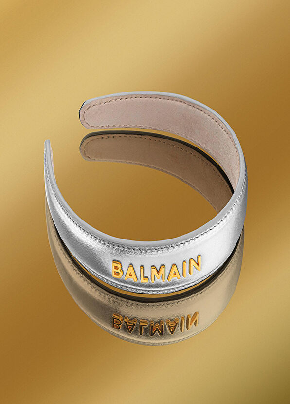 Balmain - Leather Headband Silver Oversized Women's Tiara