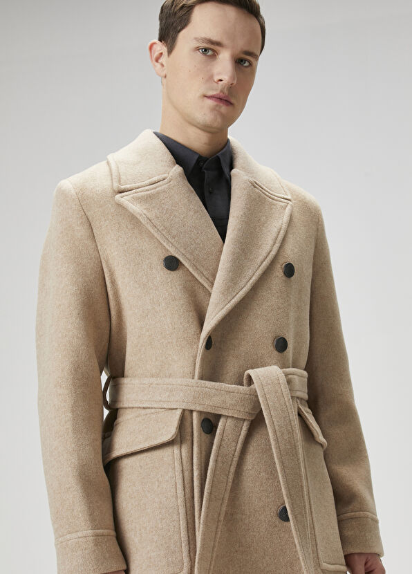 Beymen Club - Bej Kruvaze Yün Palto