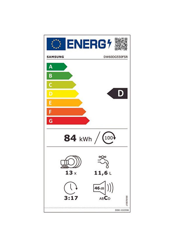Samsung - DW60DG550FSRTR 13 Kişilik D Enerji Sınıfı 5 Programlı Solo ...