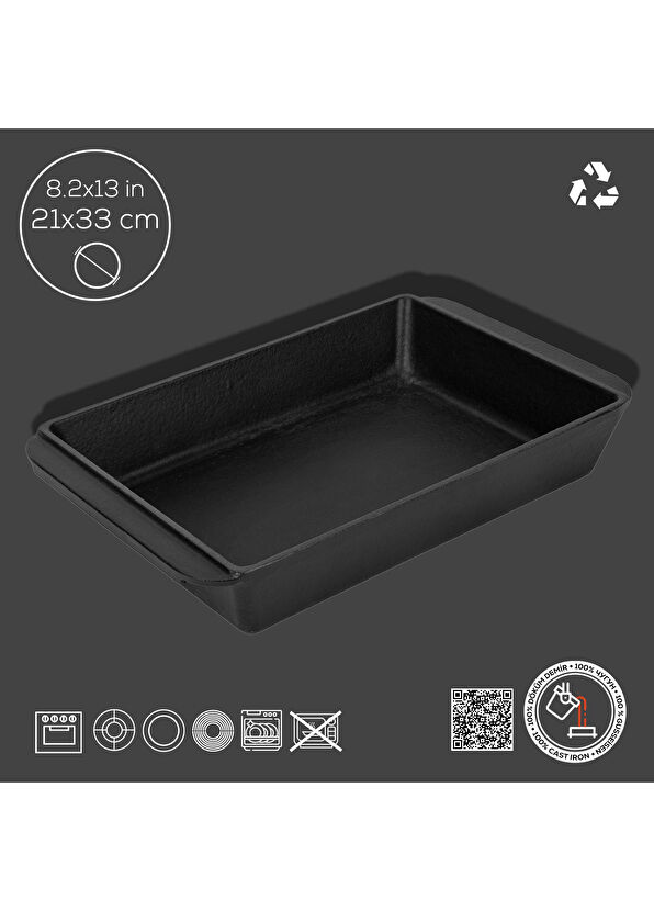 LAVA - Cast Iron Monolithic Double Handle Rectangular Roast and Baking ...