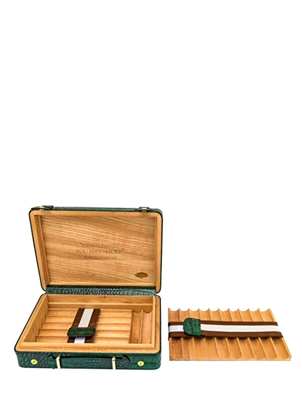 Lubinski - Leather Croco Green Humidor 18's Handbag Cigar Box