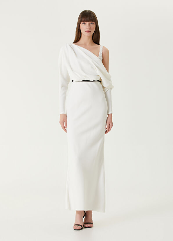 Giambattista Valli Beyaz Kadın Beyaz Asimetrik Maksi Abiye Elbise ...